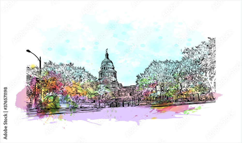Building view with landmark of Austin is the state capital of Texas, an ...
