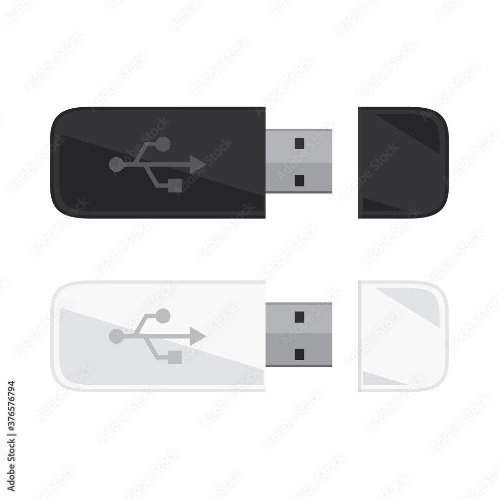Set of black & white Usb / Usb card / Flash driver / Flash memory icon ...