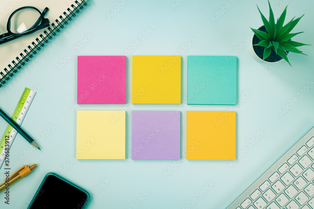 6 Stick Note or Note Pad and Office Supplies as Keyboard,Pen,Pencil ...