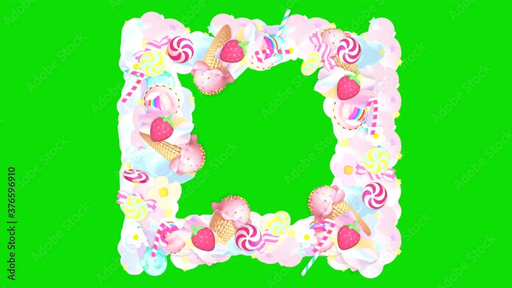 Looped sweet candy frame on green screen background. (Square ratio) 素材庫 ...