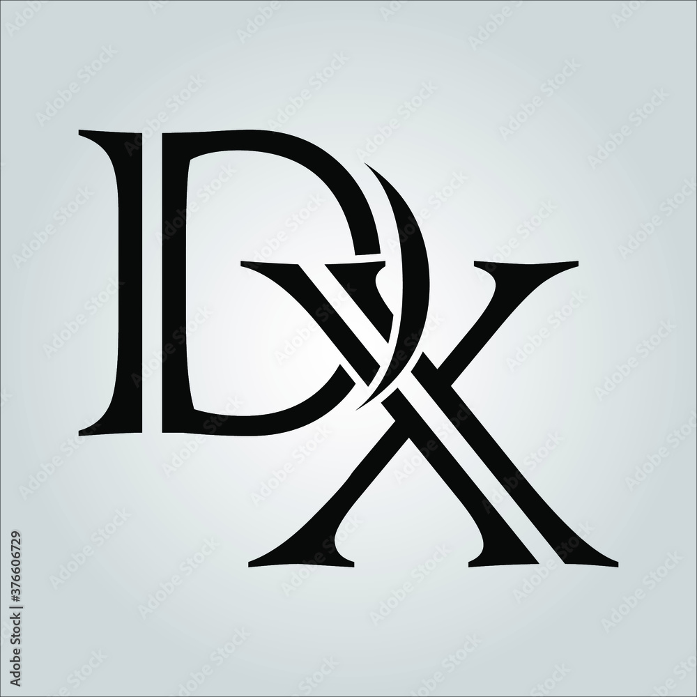 DX letter logo with white background. The black letter design. Black ...