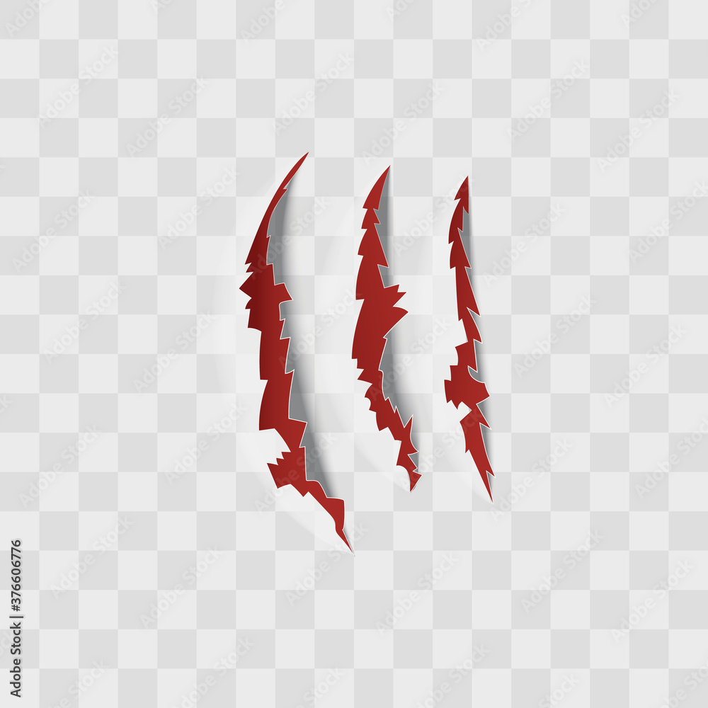 Animal claw scratch lines - three vertical ripped marks from sharp ...