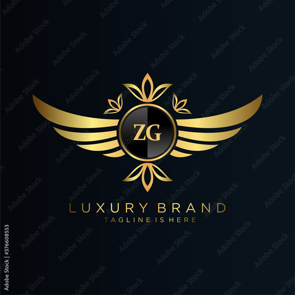 ZG Letter Initial with Royal Template.elegant with crown logo vector ...