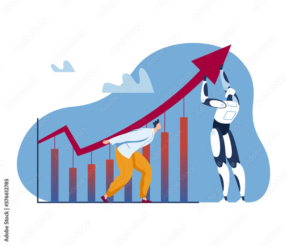 Ai growth, business robot success concept vector illustration ...