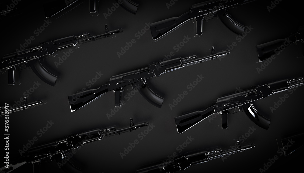 Photo & Art Print Russian automatic machine rifle AK 47 3D illustration ...