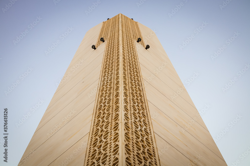 Islamic Mosque Minaret tower, Modern design with sunrise background ...