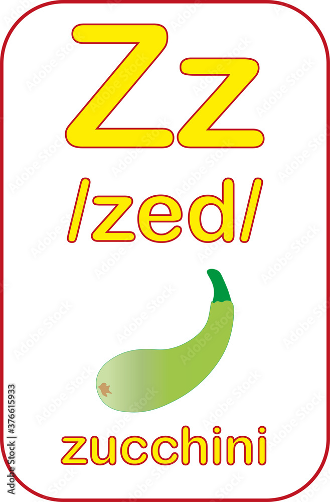 Letter Z. Alphabet tutorial cards collection. Vector illustration ...