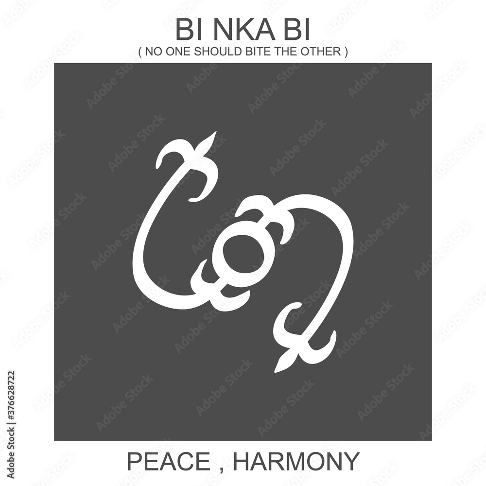 vector icon with african adinkra symbol Bi Nka Bi. Symbol of peace and ...