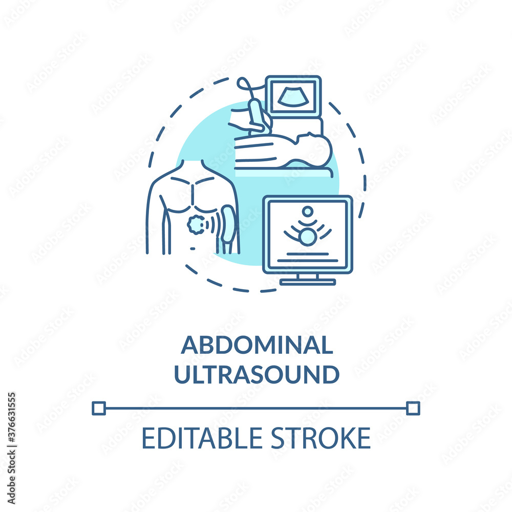 Abdominal ultrasound concept icon. Medical diagnostics procedure ...