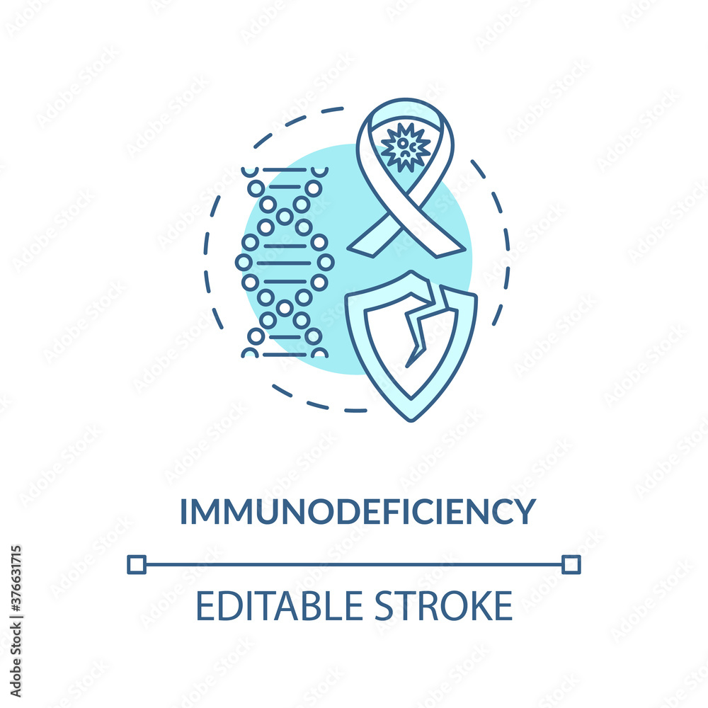 Immunodeficiency concept icon. HIV and AIDS awareness idea thin line ...