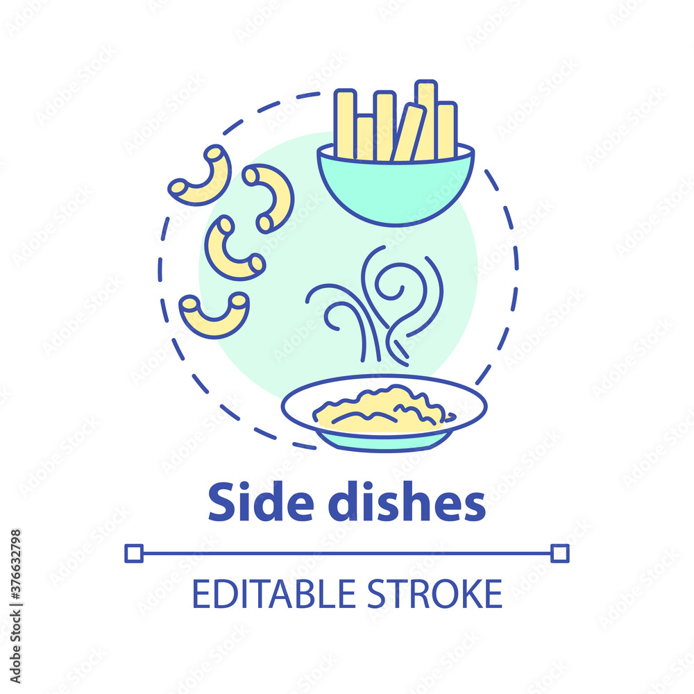 Side dishes concept icon. Main course meals addon types. Delicious ...
