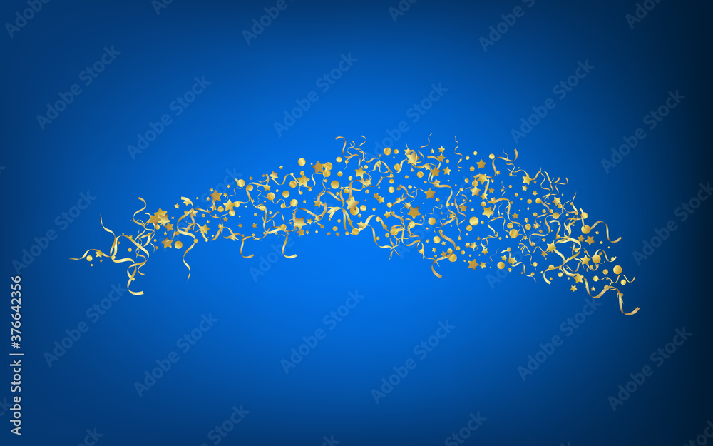 Gold Confetti Fun Vector Blue Background. Stock Vector | Adobe Stock