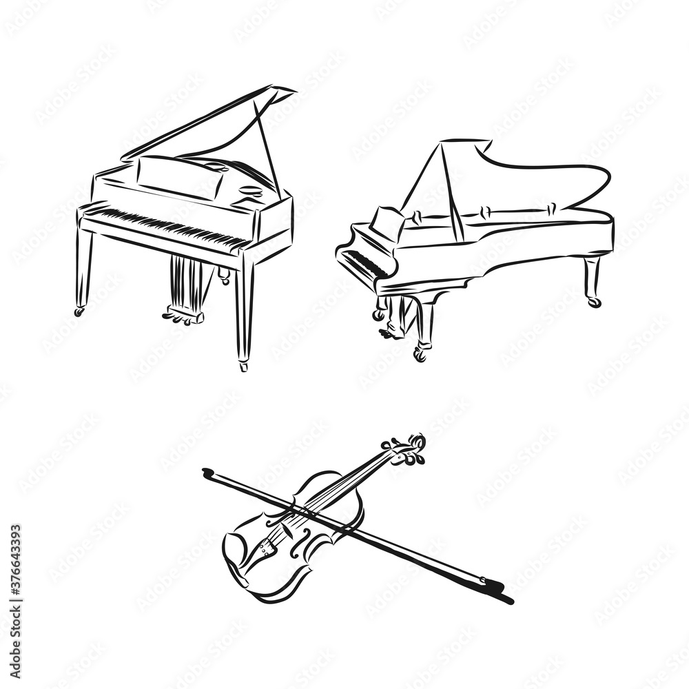 Doodle musical instruments set, vector, set of musical instruments ...