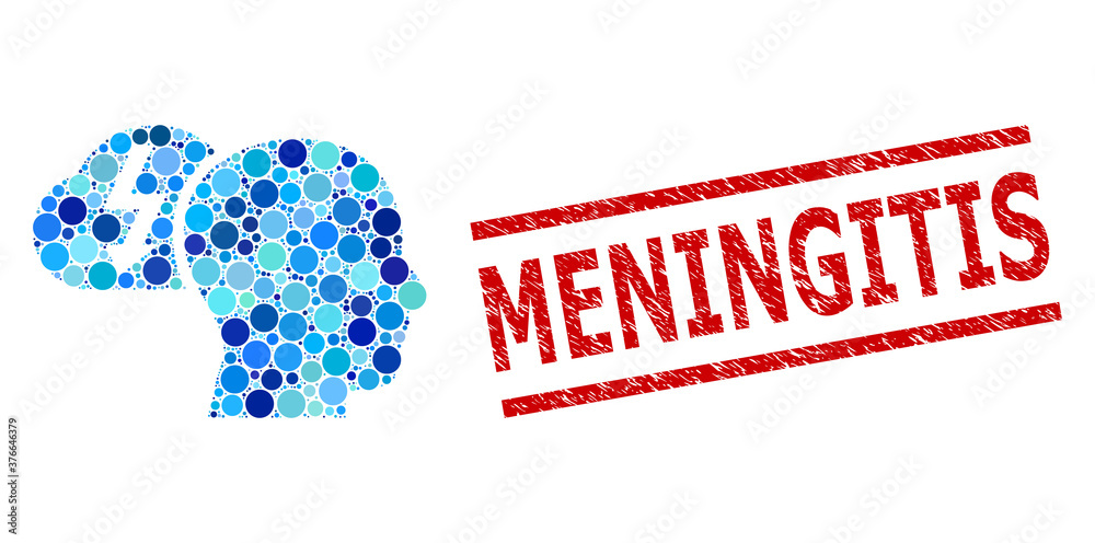 Circle composition brainstorming and MENINGITIS dirty seal. Stamp seal ...