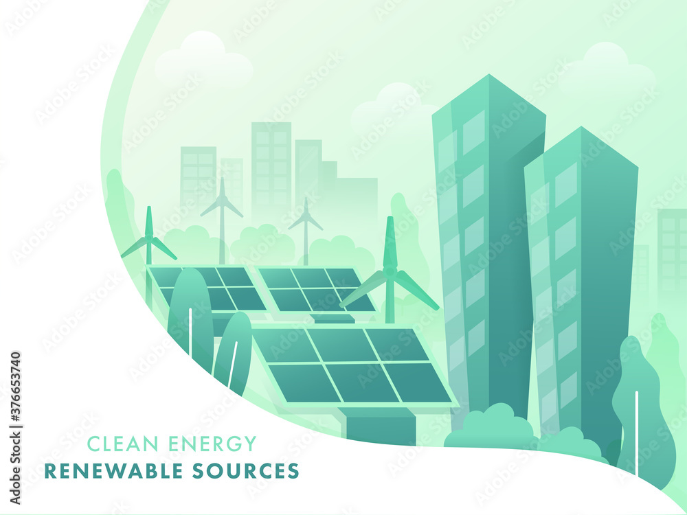 Vecteur Stock Clean Energy Renewable Sources Concept Based Poster ...