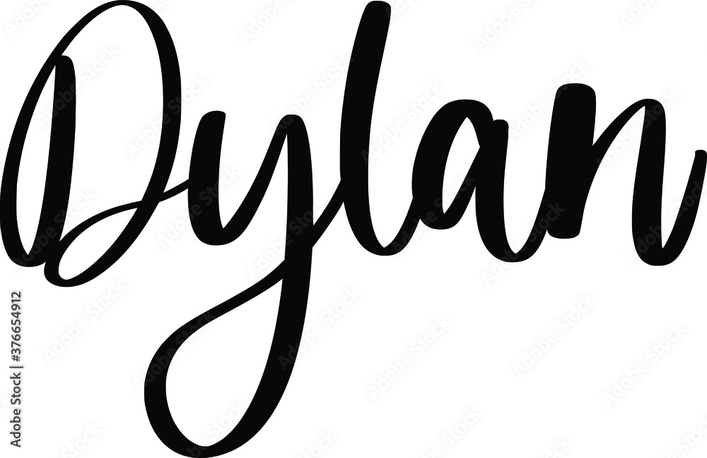 Dylan Typography/Calligraphy Black Color Text On White Background Stock ...