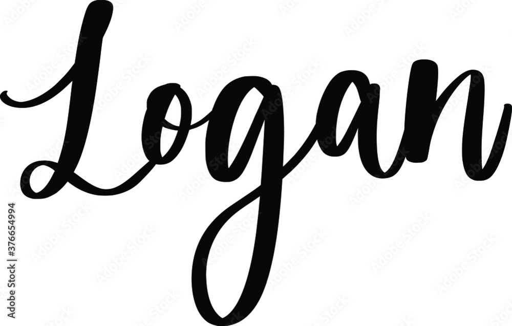 Logan,Typography/Calligraphy Black Color Text On White Background Stock ...