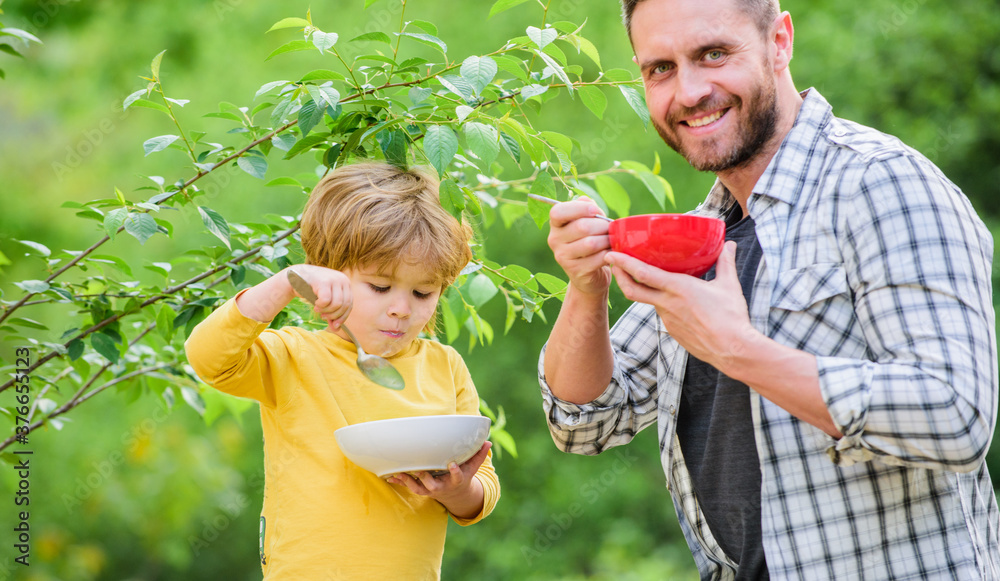 healthy food and dieting. Dairy products. happy fathers day. Little boy ...
