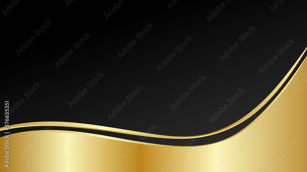 Abstract luxury gold wave curve modern banner with black background ...