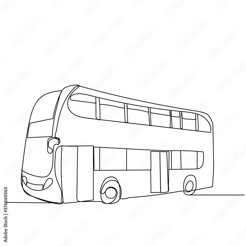 one line drawing bus, sketch Stock Vector | Adobe Stock
