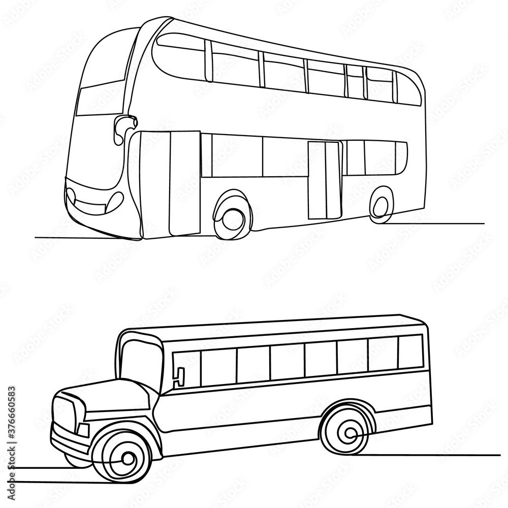 isolated, one line drawing bus, sketch Stock Vector | Adobe Stock