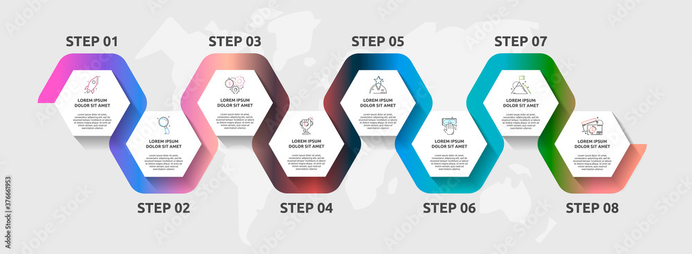 Vector infographic template hexagons for eight icons, diagram, graph ... Vector infographic template hexagons for eight icons, diagram, graph ...