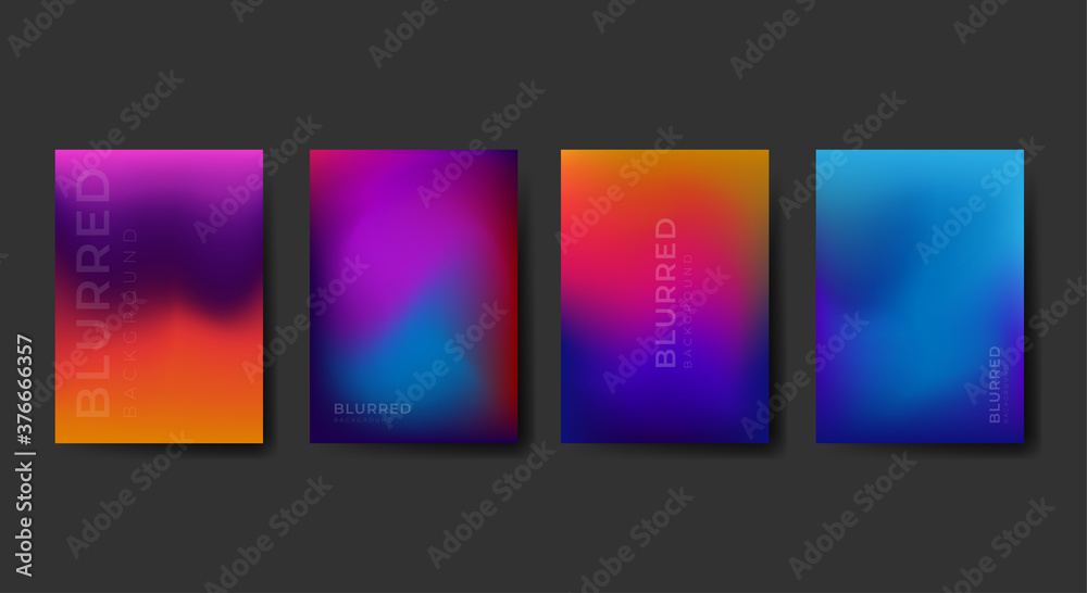 A4 Blurred backgrounds set with modern blurred color gradient. Abstract ...