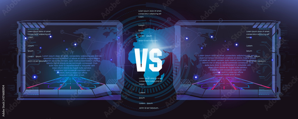 VS, Versus. Screen battles. Fight card template in futuristic design ...