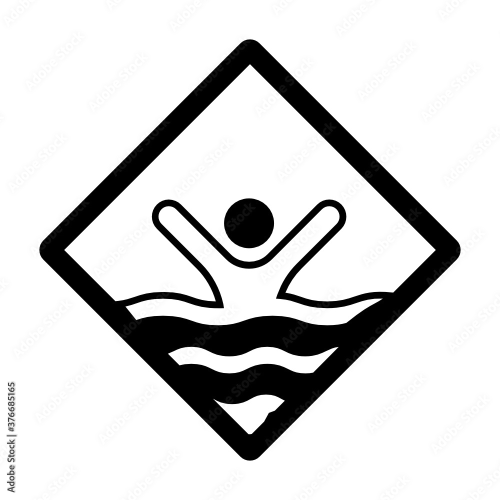 Swimmer drowning concept vector red color icon design, Pool and beach ...