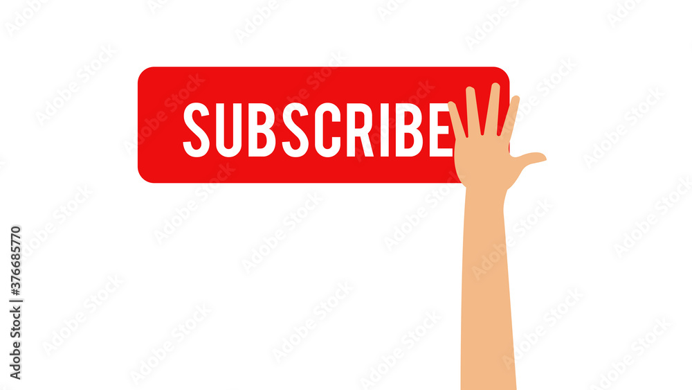 Subscribe button with hand illustration Stock Illustration | Adobe Stock