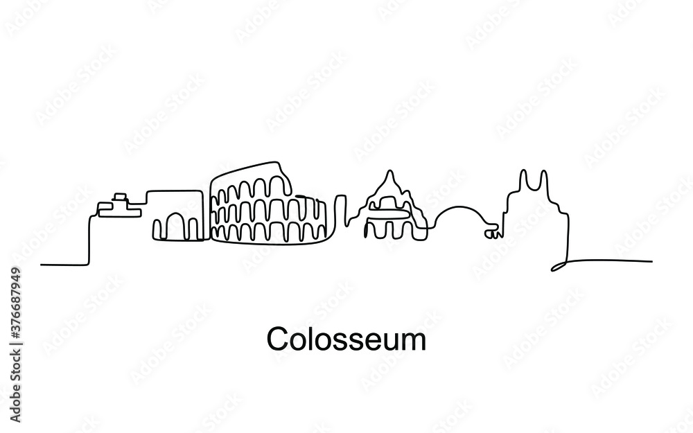Colosseum continuous one line drawing. Vector illustration Stock Vector ...