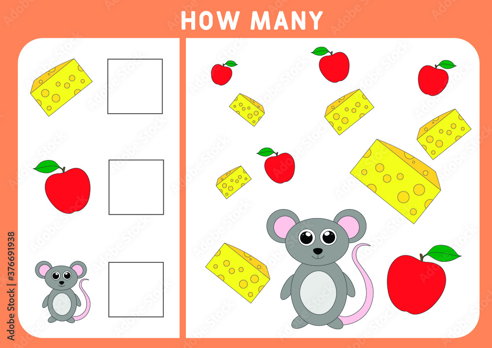 Vetor de Counting Game for Preschool Children. Educational a ...