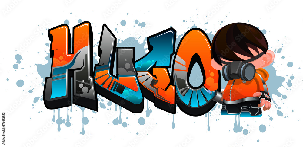 Hugo. A cool Graffiti styled Name design. Legible letters for all ages ...