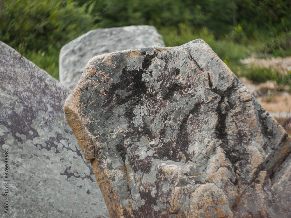 big stone close-up texture of old stone and lichen moss Stock Photo ...