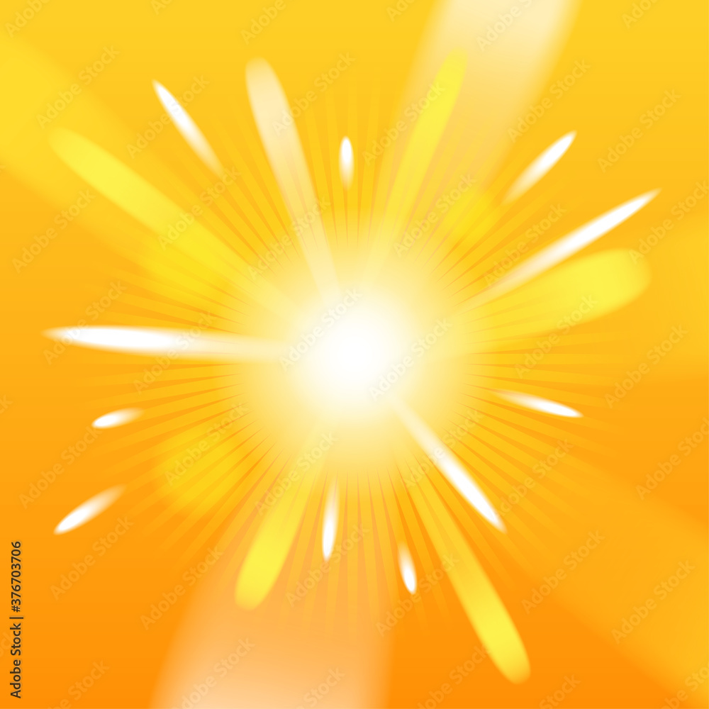 Yellow background with sun impact effect - concentrated beams and ...