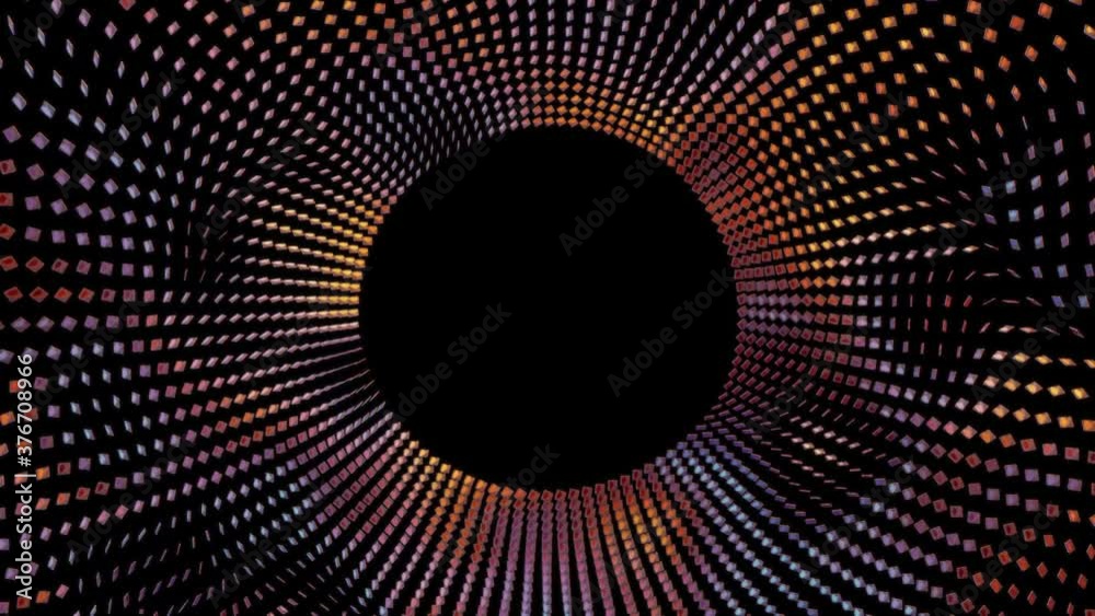 A sparkling moving background of small details that forms a circle in ...