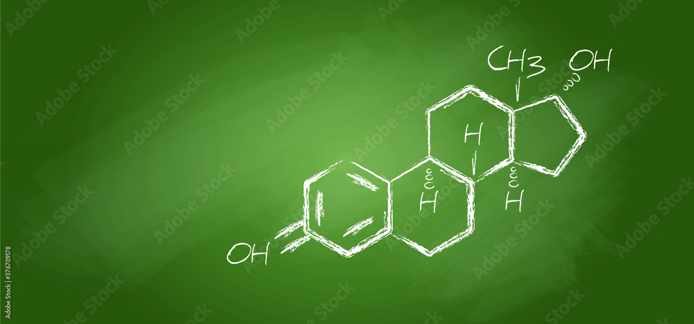 Estrogen estradiol structure C18H24O2 sex hormone formula cemical ...