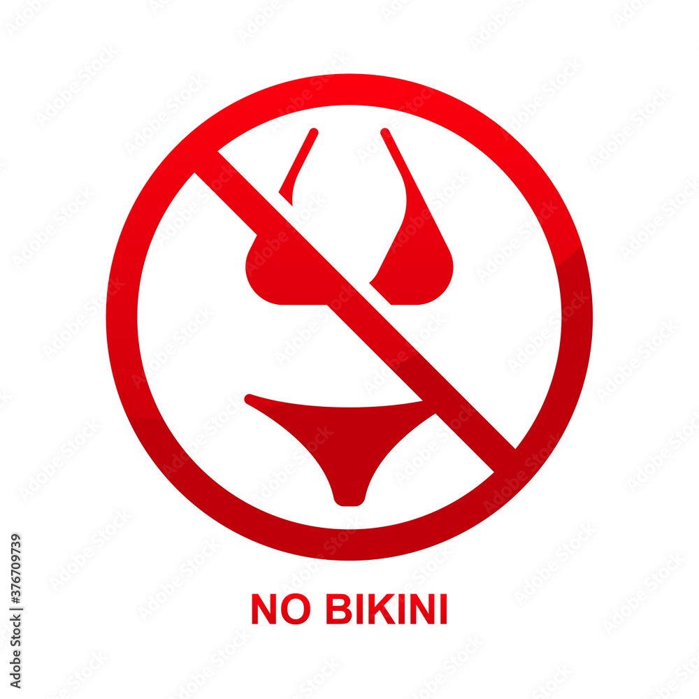 No Bikini Sign Isolated On White Background Vector Illustration Stock