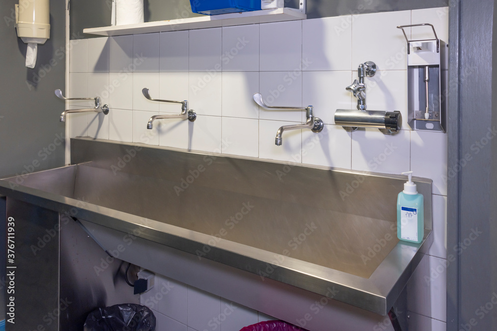 surgical hand washing pile in operating room corridor. Stock Photo ...