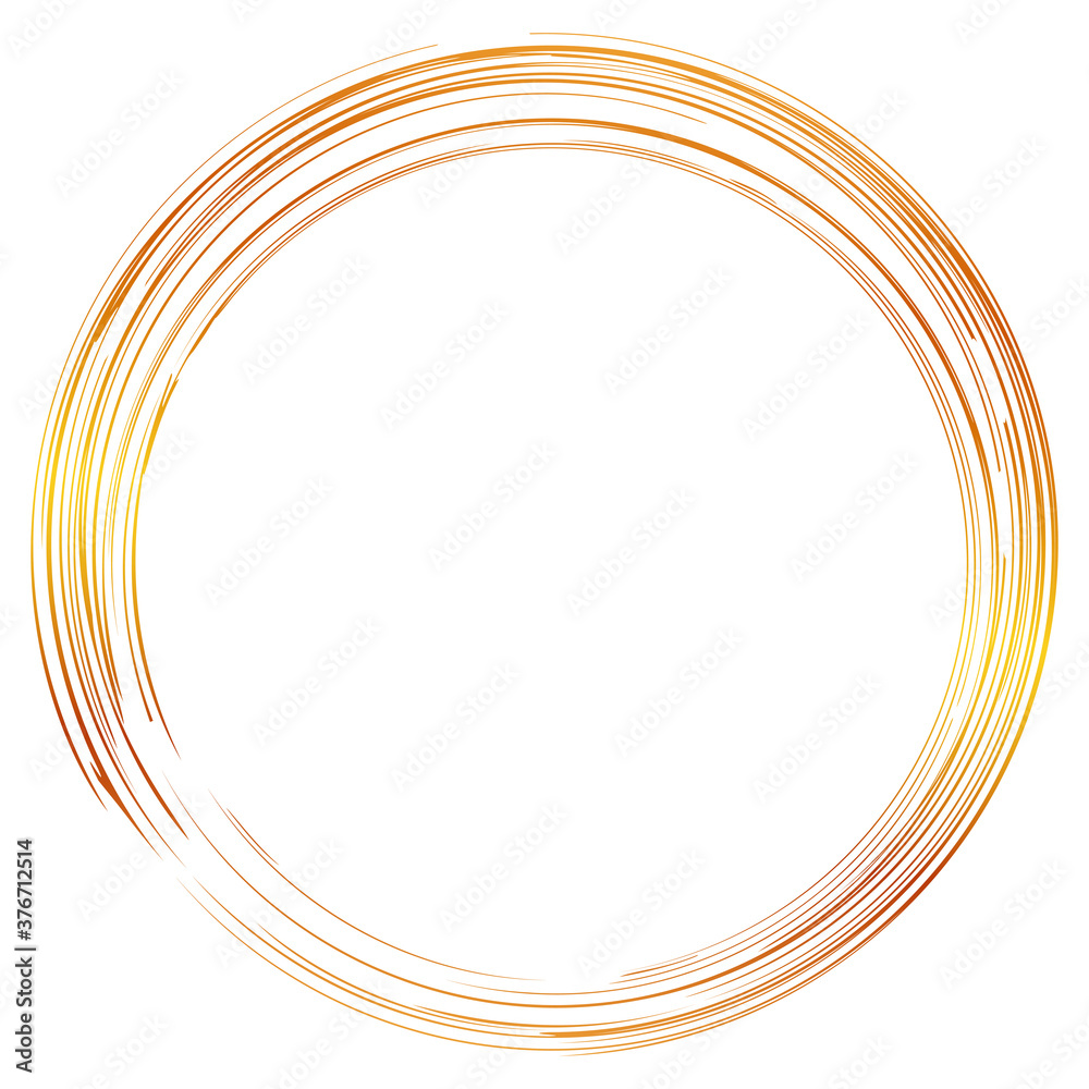 Vector Hand Draw Sketch Golden Circle Frame from Multiple Black thic ...