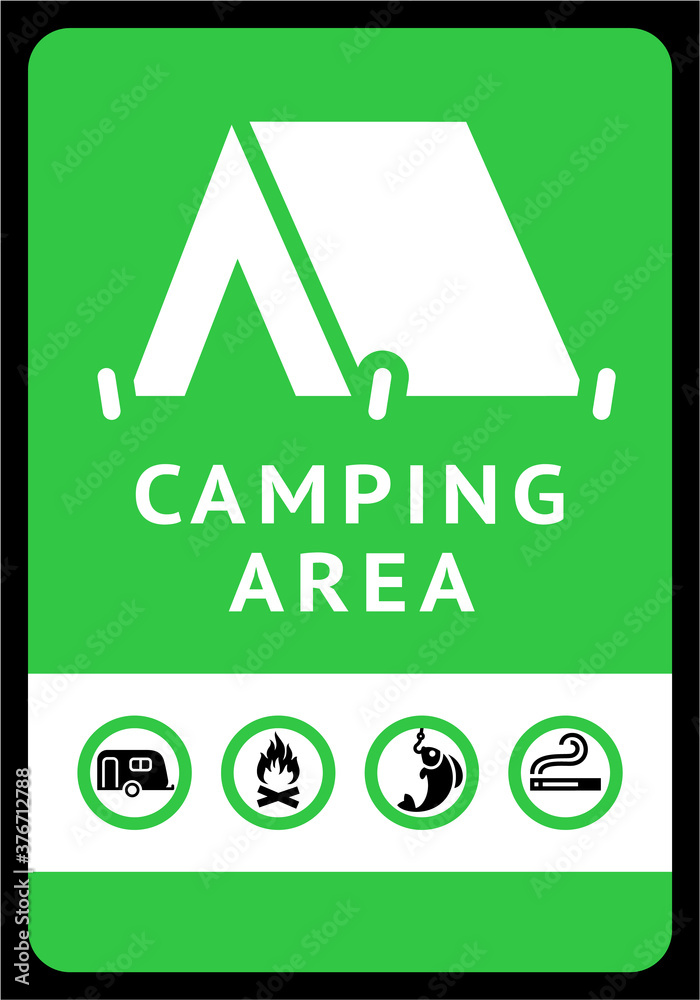 Camping allowed sign, modern label, ready to print, vector illustration ...