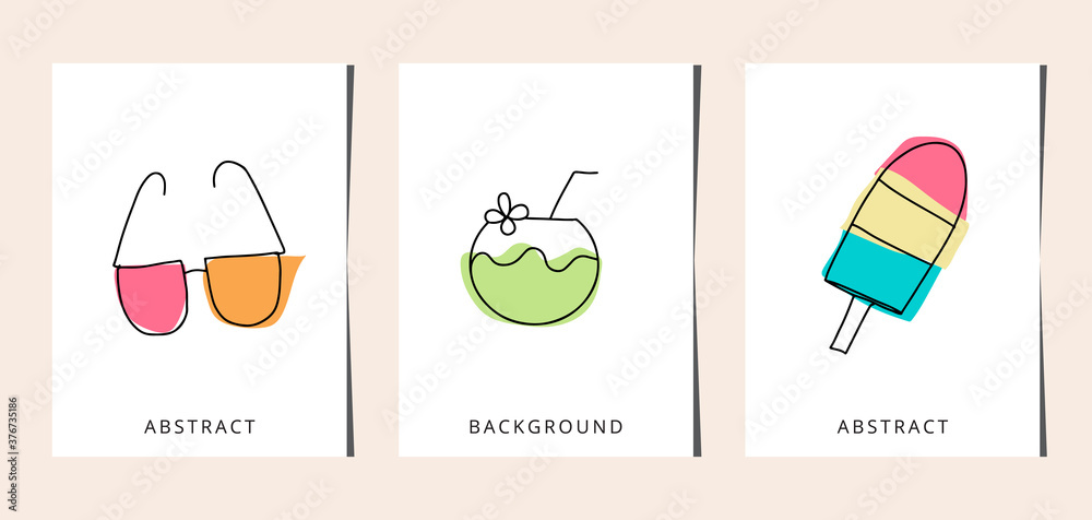 Summer background continuous one line drawing. Summer background ...