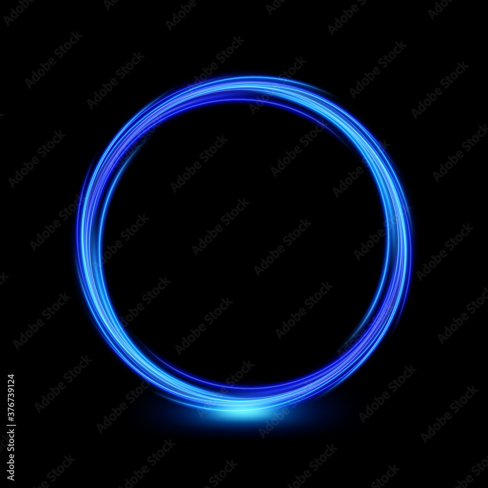 Abstract multicolor circle line of light with a transparent background ...