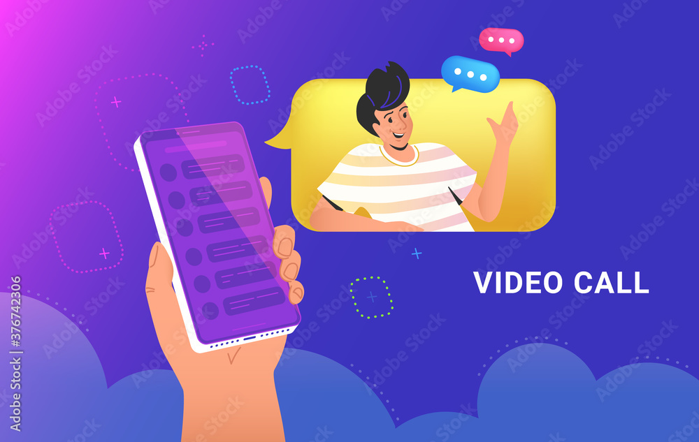 Video call conversation or chat. Concept vector illustration of human ...