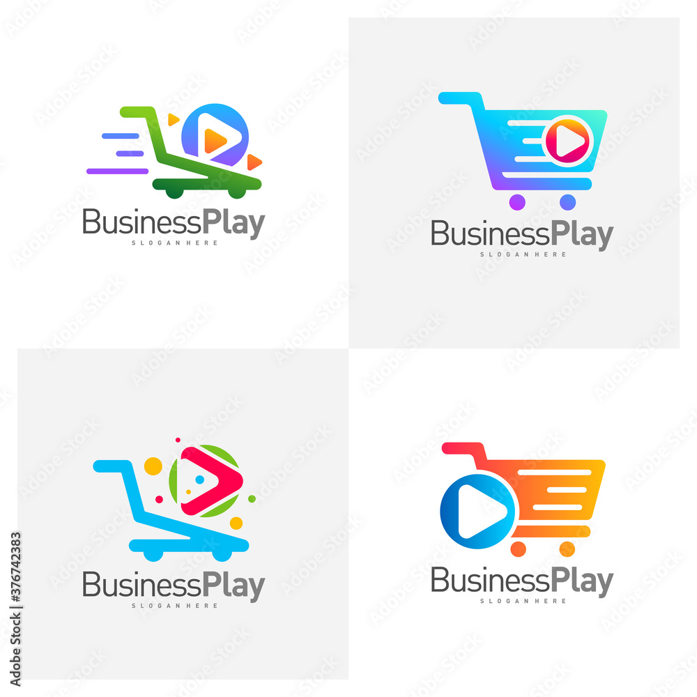 Set of Play Shop logo design vector template, Icon play logo concepts ...