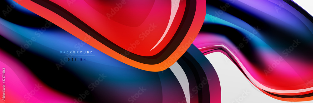 Vector abstract background, flowing liquid style bubble with metallic ...