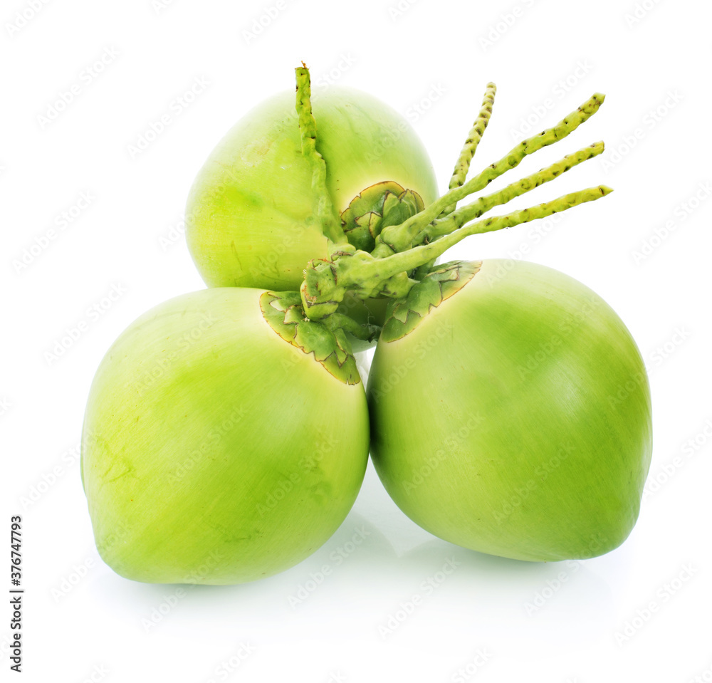 green coconut an isolated on white background Stock Photo | Adobe Stock