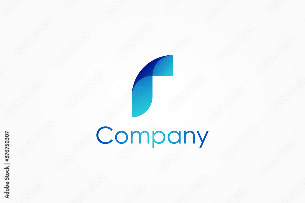 Abstract Initial Letter R Logo. Blue Overlapping Shape Lowercase ...