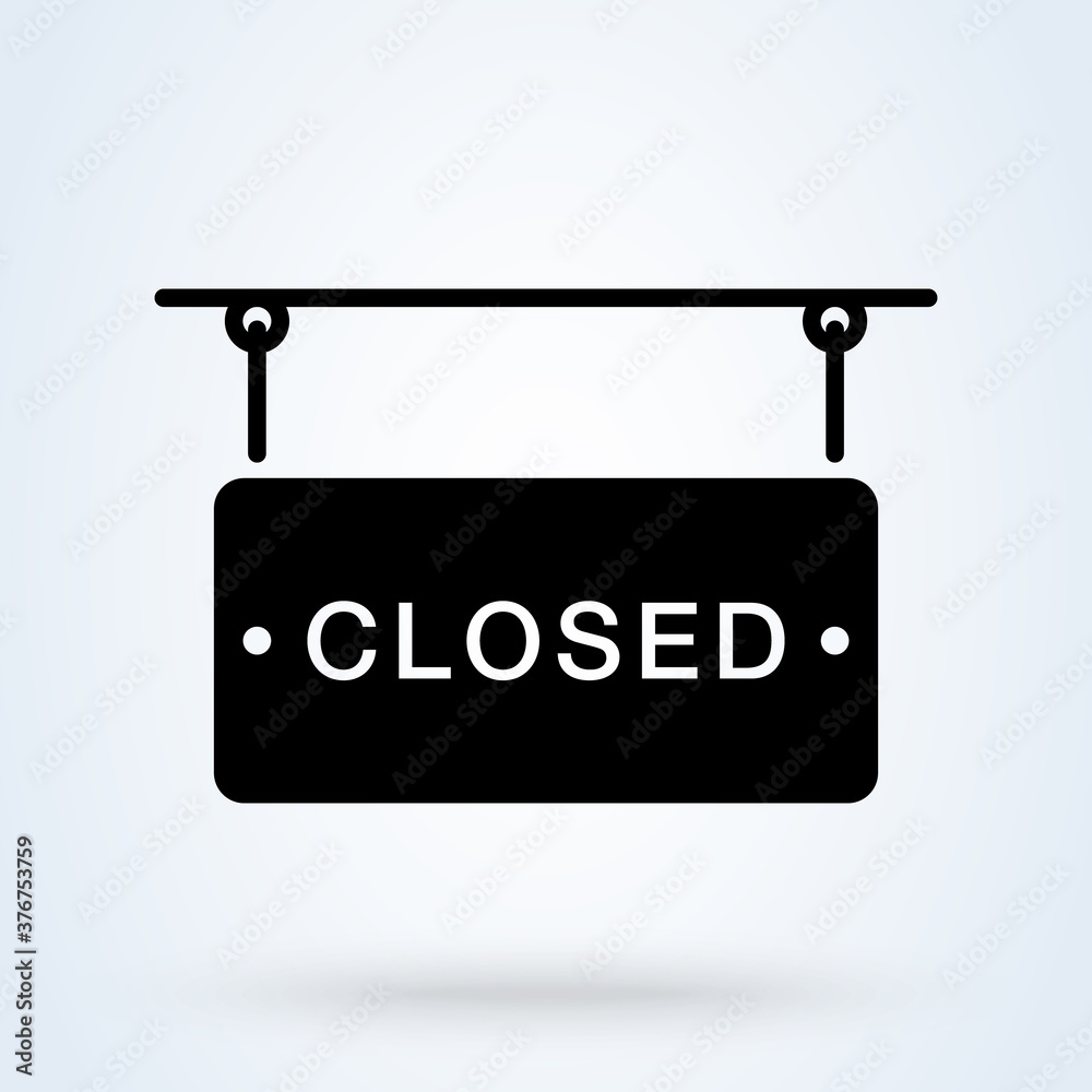 Vecteur Stock Closed in signboard icon or logo. Closed Store Sign ...