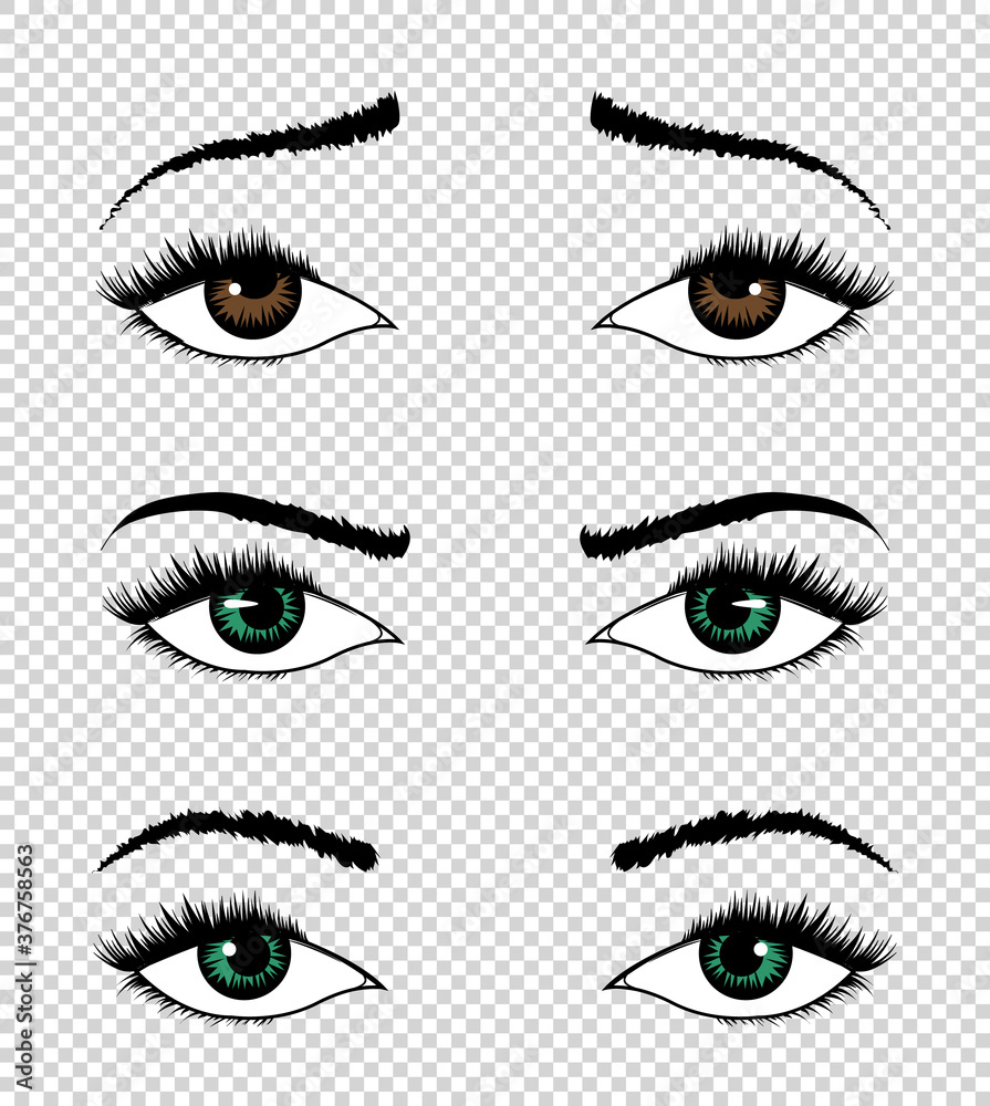 Collection of vector eyes. Hand drawn female luxury eye with perfectly ...